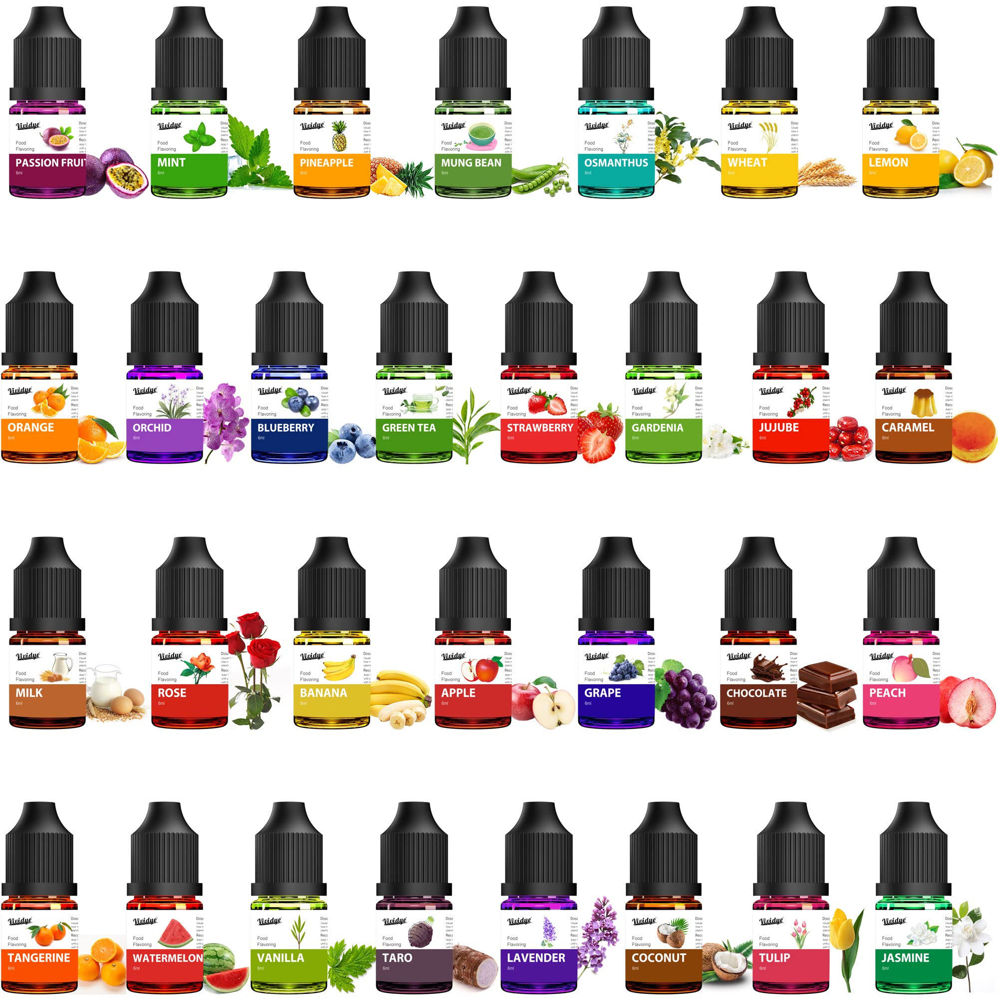 Food Flavoring Oil, Lip Gloss Flavor Oil - 30 Pack Concentrated Food Flavor Oil Extracts for Baking, Cooking, Candy, Beverages - Water & Oil Soluble Flavoring Oil for Lip Balm, Slime and Soap Making