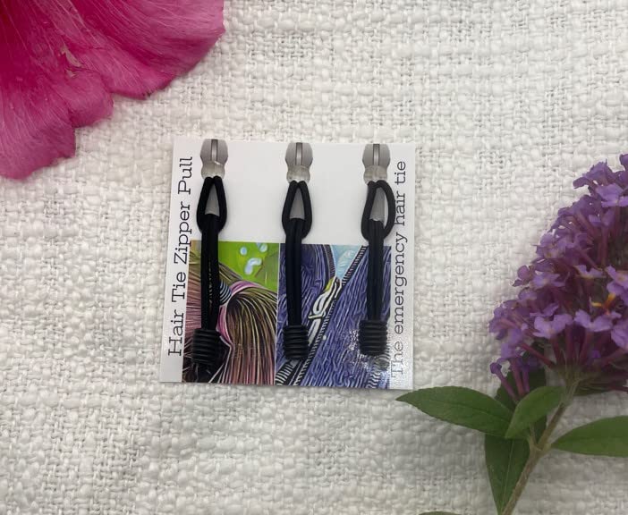 Hair Tie Zipper Pull (black)