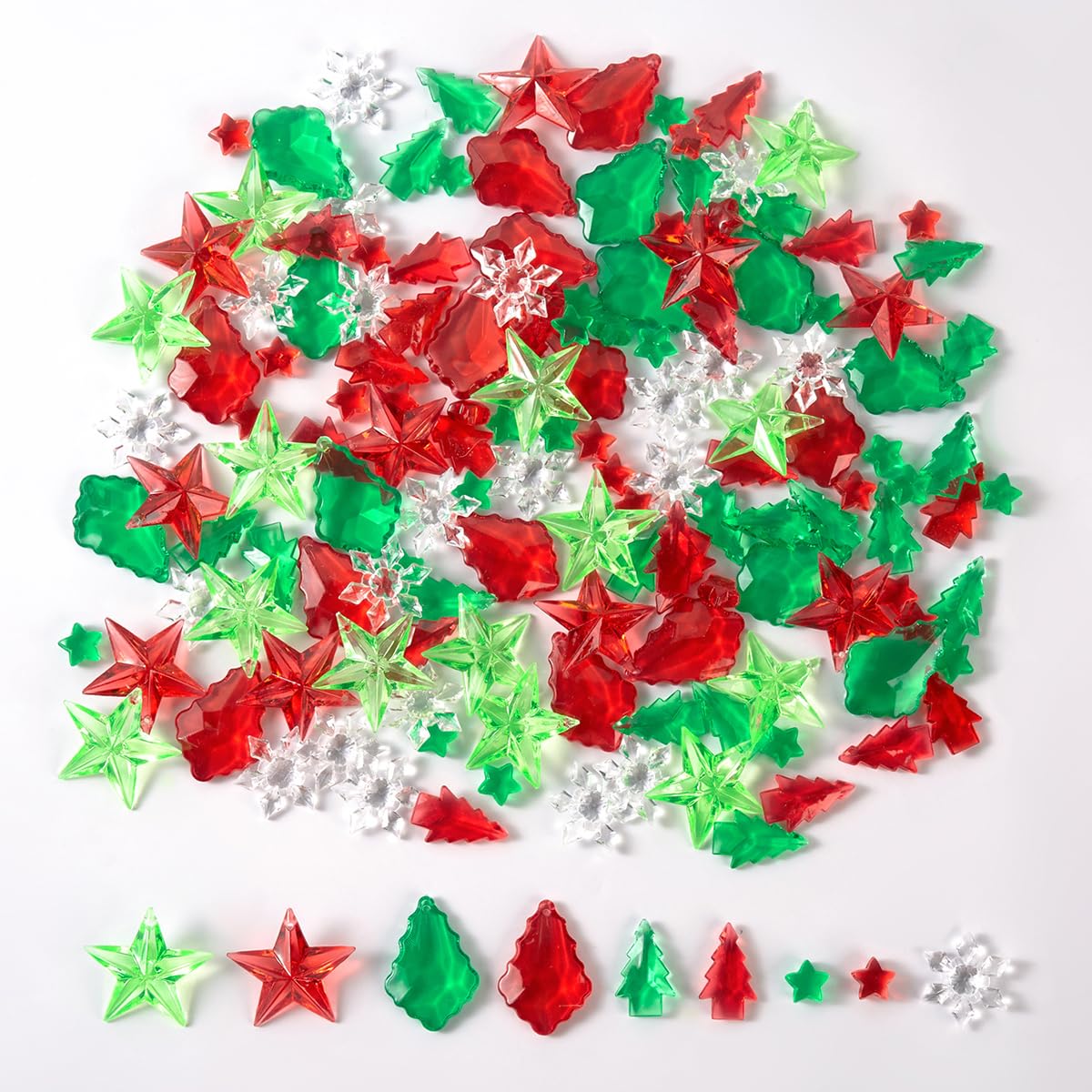 Topeen Acrylic Holiday Gems Crystals Gems for Table Scatter, Christmas Party Decoration Favor Vase Filler, 180 Pcs (Christmas Gems)