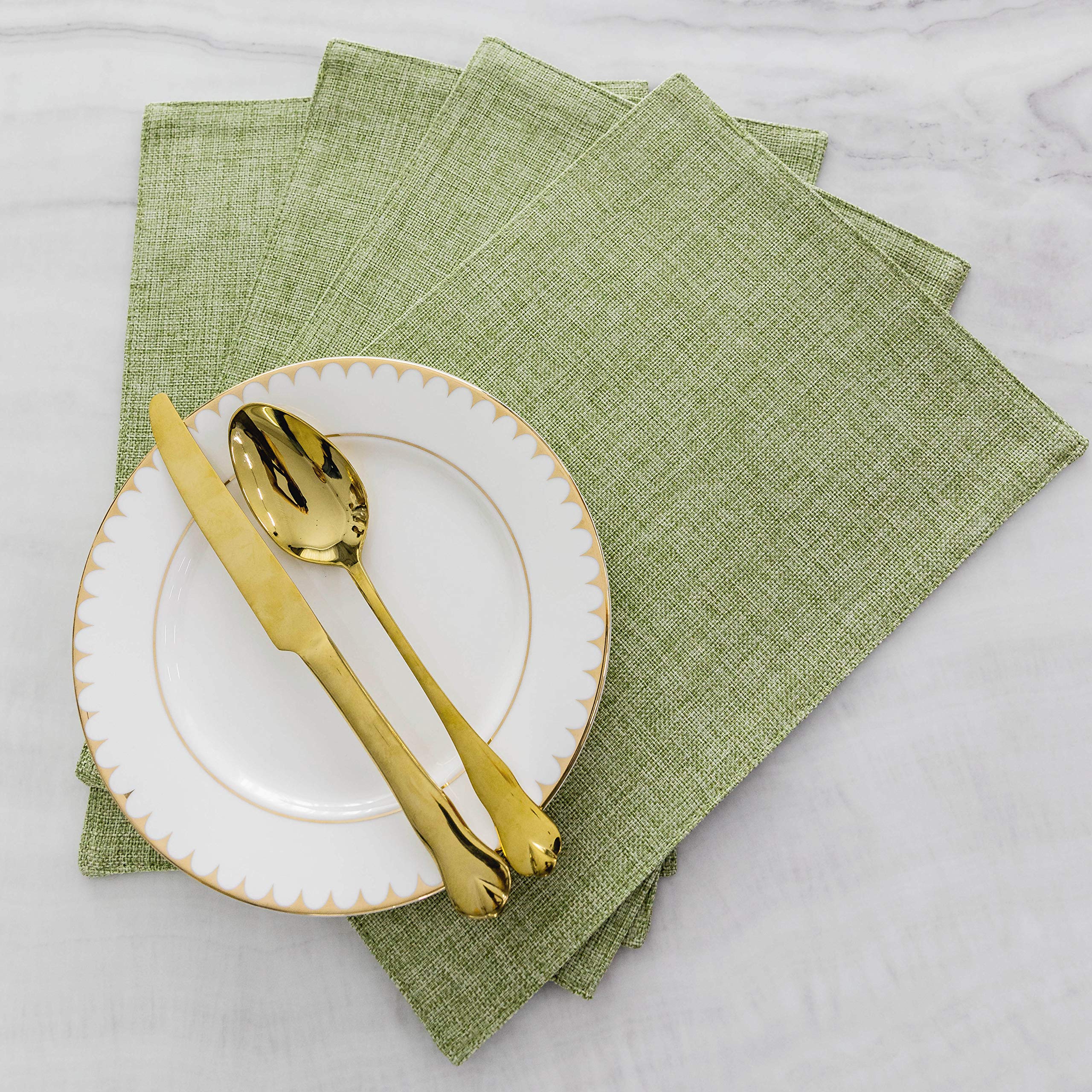 Home Brilliant Green Placemat Set of 4 Washable Place Mats Placemats Heat Resistant Sage Placemat for Dining Table Kitchen Table Mats Spring Dinner Decor, Grass Green