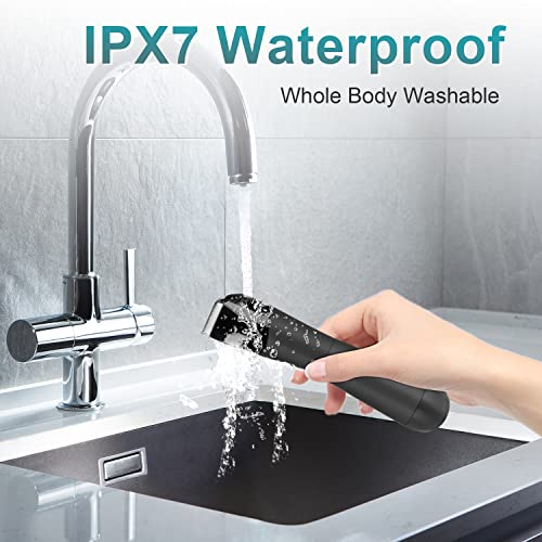 Groin Hair Trimmer for Men, 2 in 1 Body Hair Trimmer with LED Light Cordless Electric Razor for Balls- IPX7 Waterproof Wet/Dry Use No Pulls, No Cuts Body Grommer