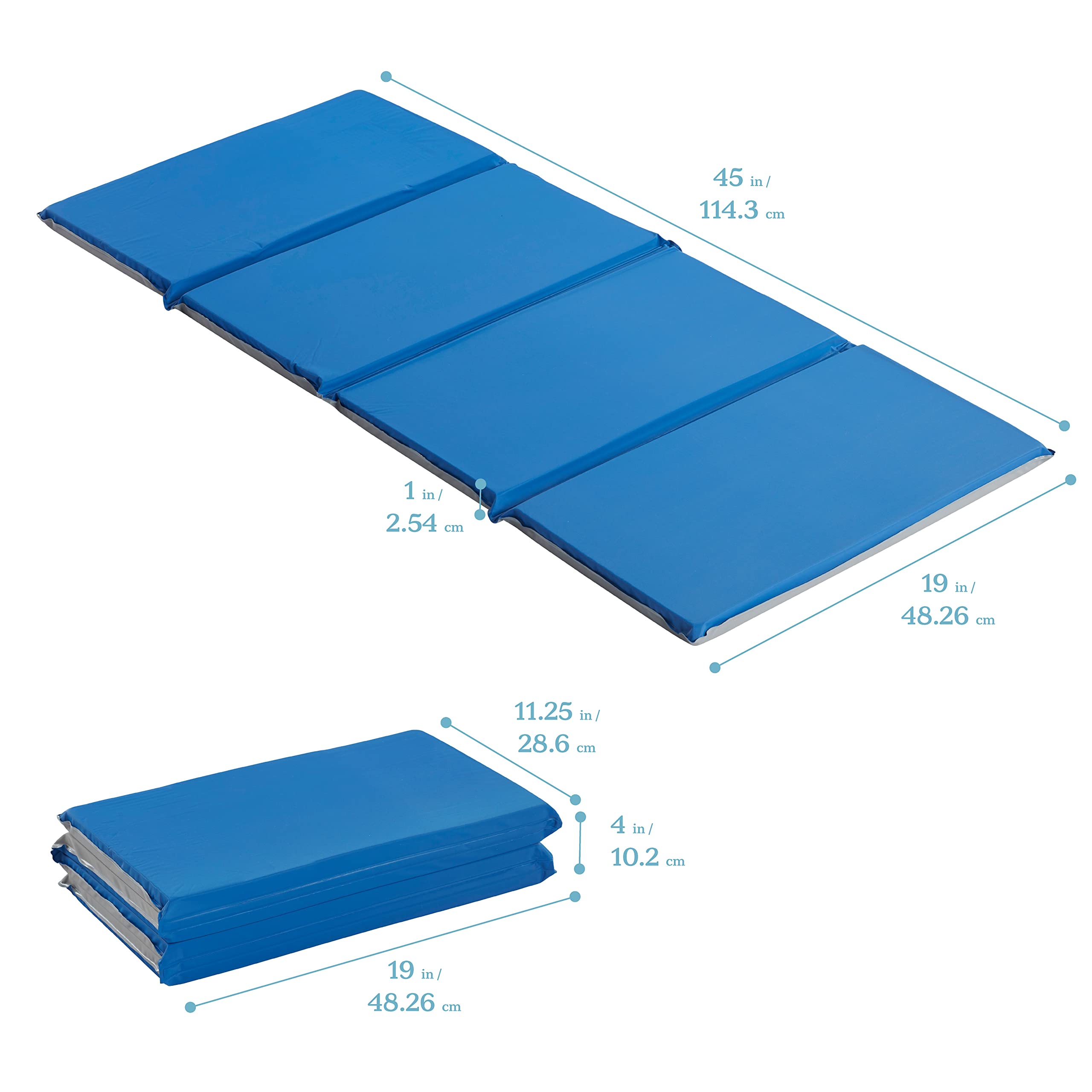 ECR4Kids Everyday Folding Rest Mat, 4-Section, 1in, Classroom Furniture, Blue/Grey & Everything Kids Shark, Fish, Ocean Blue & Grey Preschool Nap Pad Sheet, Blue, Grey, Navy,
