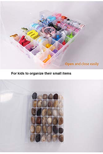 suituts 3 Pack 36 Grids Plastic Organizer Box with Adjustable Dividers, Clear Plastic Storage Organizer Box for Jewelry Beads, Letter Board, Rock Collection, Fishing Tackle (10.7X6.7X1.6 Inch)