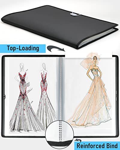 Nicpro Art Portfolio 11x17, Upgraded Large Portfolio Folder for Artwork with 30 Pockets Display 60 Pages, Presentation Book Binder with Protector Sleeves for Kids & Artists Drawing