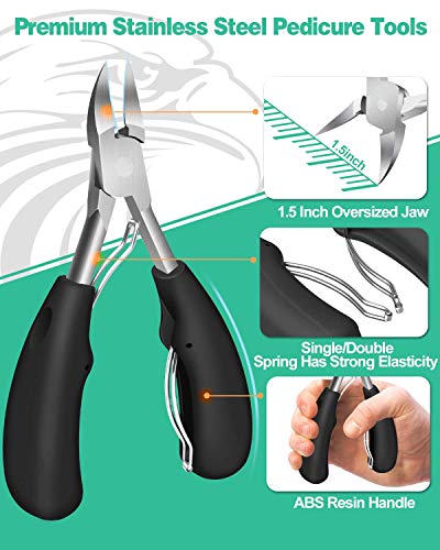 Toenail Clippers for Thick Nails, Large Nail Clippers for Thick & Ingrown Toenails Podiatrist Toenail Clippers Kits Stainless Steel Super Sharp Curved Blade Grooming Nail Tool for Man & Women