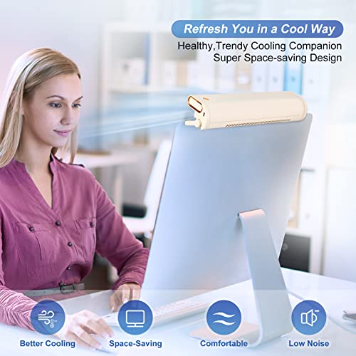 Avoeco Computer Monitor Fan, Office Fan, Space Saving, 3 Speeds, Screen Clip on Fan, for Cooling, Small Fan with USB Powered, Desk Fan, Bladeless Fan,Monitor Fan Bar, for Office, Home, Gaming (white)