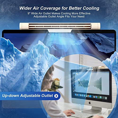 Avoeco Computer Monitor Fan, Office Fan, Space Saving, 3 Speeds, Screen Clip on Fan, for Cooling, Small Fan with USB Powered, Desk Fan, Bladeless Fan,Monitor Fan Bar, for Office, Home, Gaming (white)