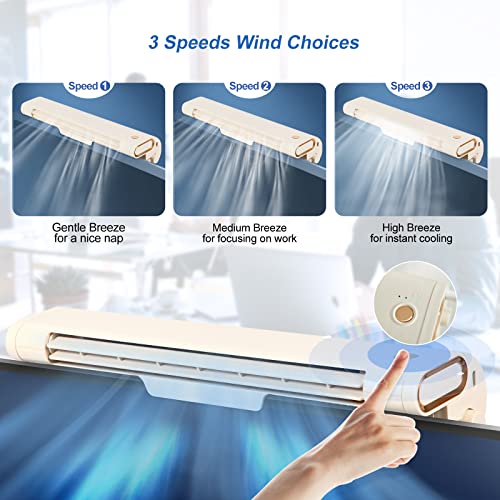 Avoeco Computer Monitor Fan, Office Fan, Space Saving, 3 Speeds, Screen Clip on Fan, for Cooling, Small Fan with USB Powered, Desk Fan, Bladeless Fan,Monitor Fan Bar, for Office, Home, Gaming (white)