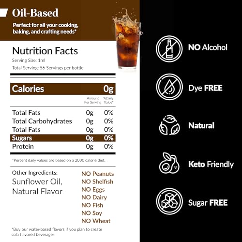 Dolce Flav Natural Cola Extract - 2 Ounce Oil-Soluble Multipurpose Flavoring Ideal for Candy Making, Baking, Lip Balm, and Ice Cream - Perfect Kitchen Gift for Holidays