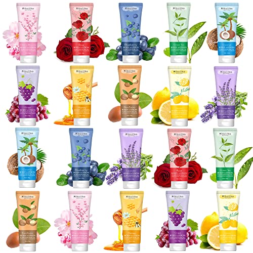 20 Pack Body Lotion Gift Sets for Women Dry Skin, Mini Travel Size Lotion Sets Natural Body Cream with Shea Butter and Aloe, Bulk Body Lotion Sets, Christmas Stocking Stuffers Valentines Day Gifts for Her Women Girlfriend Mom Wife