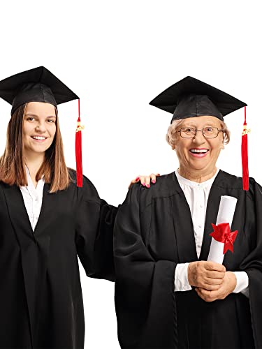 Fahacop 25 Pack 2023 Graduation Tassels Graduation Cap Tassel Charm Academic Graduation Tassels with Gold Date Charm for 2023 Year Graduation Party Ceremony (Red)