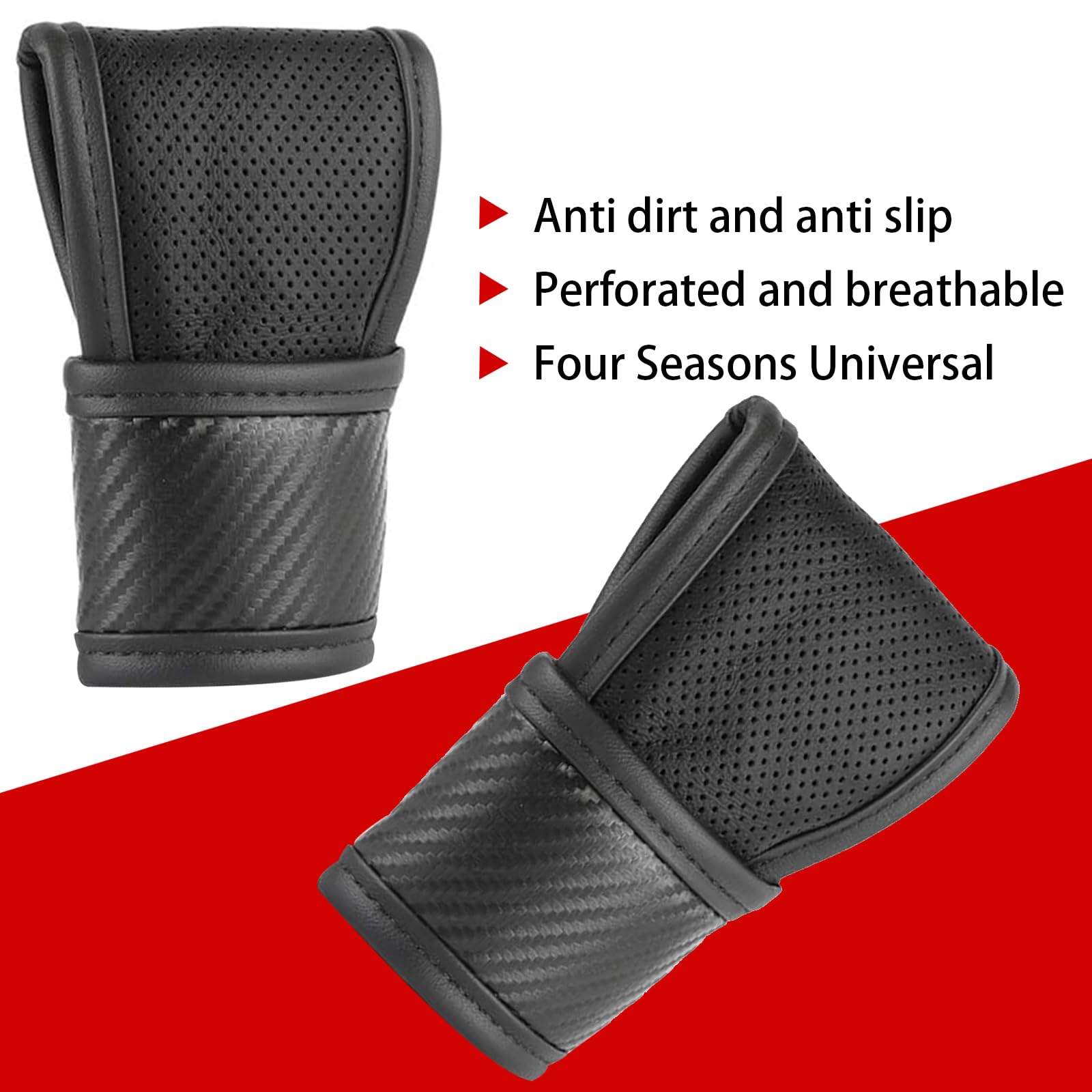 GKmow 1 PC Car Gear Shift Knob Cover, Carbon Fibre Gear Stick Protector, Leather Automobile Interior Accessories with Side Opening Design, Universal for Most Cars, SUVs and Vans (Black)