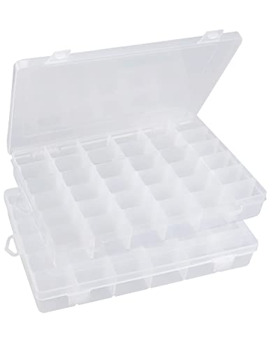 Beoccudo Tackle Box Bead Organizer 2 Pack Fishing Tackle Box Organizer Plastic Compartment Storage Box Container with Dividers (Clear Tacklebox)
