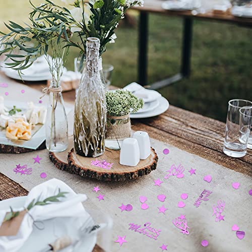 WenmthG 2.11 oz/ 60 g Purple Love Just Married Confetti, 800Pcs Wedding Table Confetti Decoration, Engagement Party Decorations, Glitter Confetti for Bridal Shower Wedding Bachelorette Party Couples