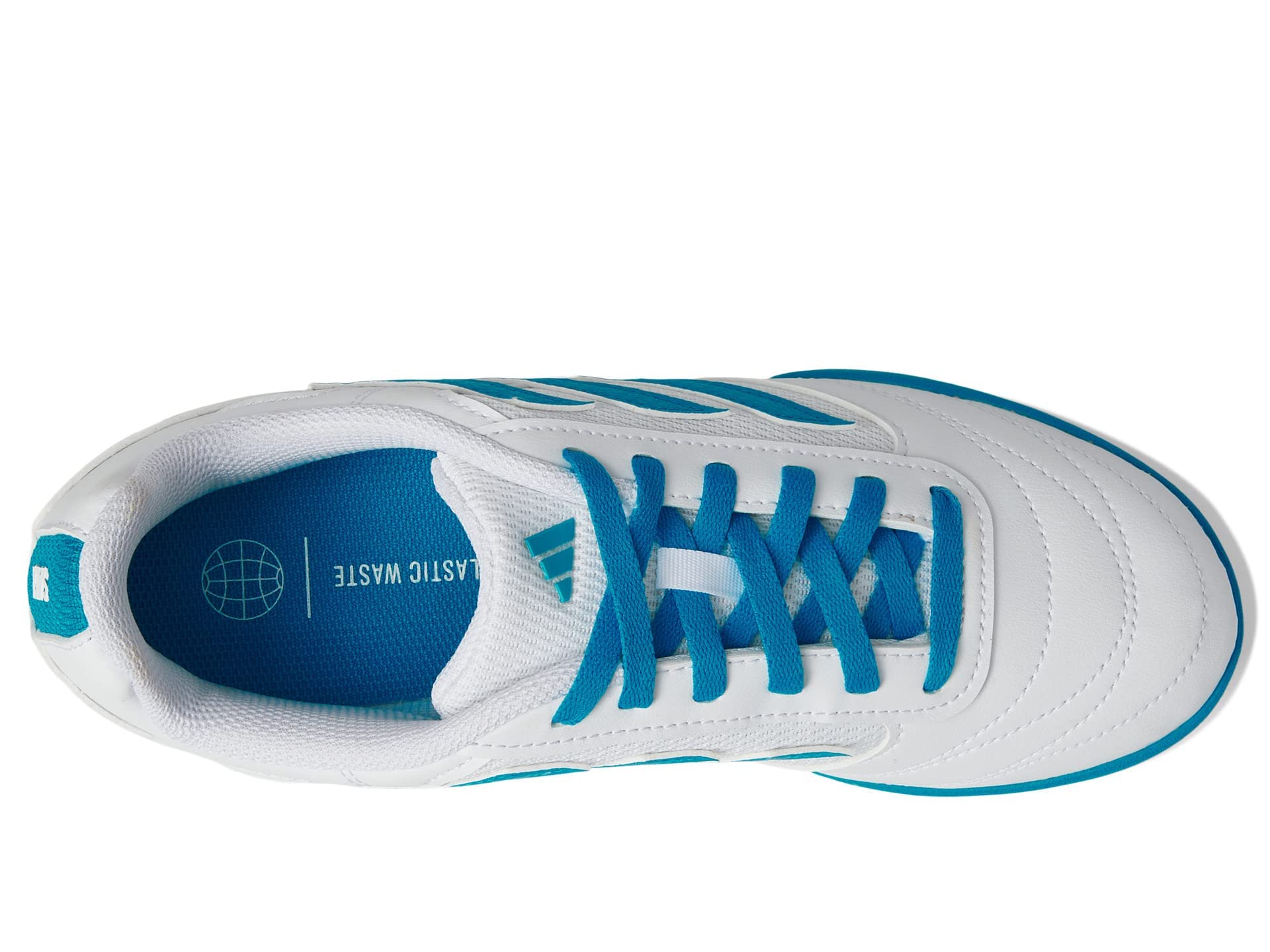adidas Boy's Super Sala 2 Soccer Shoe, White/Solar Red/Team Royal Blue, 3.5 Little Kid