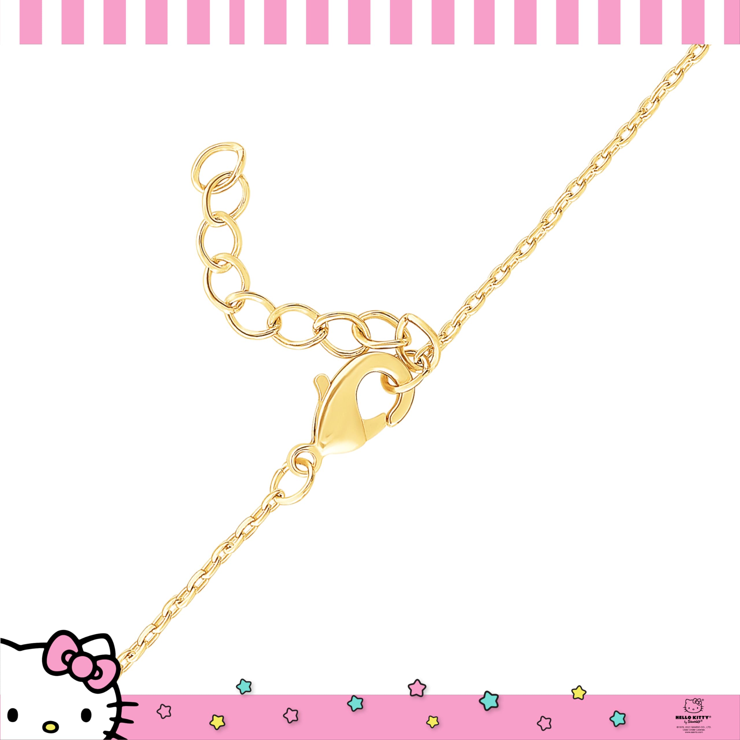 Hello Kitty Sanrio Womens Initial Bracelet 6.5" + 1"- Official License 18k Flash Plated Cubic Zirconia Letter C Bracelet