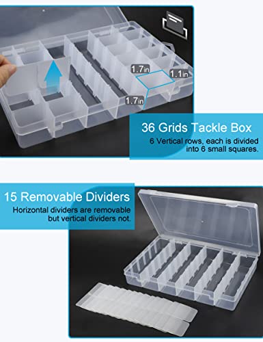 Beoccudo Tackle Box Bead Organizer 2 Pack Fishing Tackle Box Organizer Plastic Compartment Storage Box Container with Dividers (Clear Tacklebox)