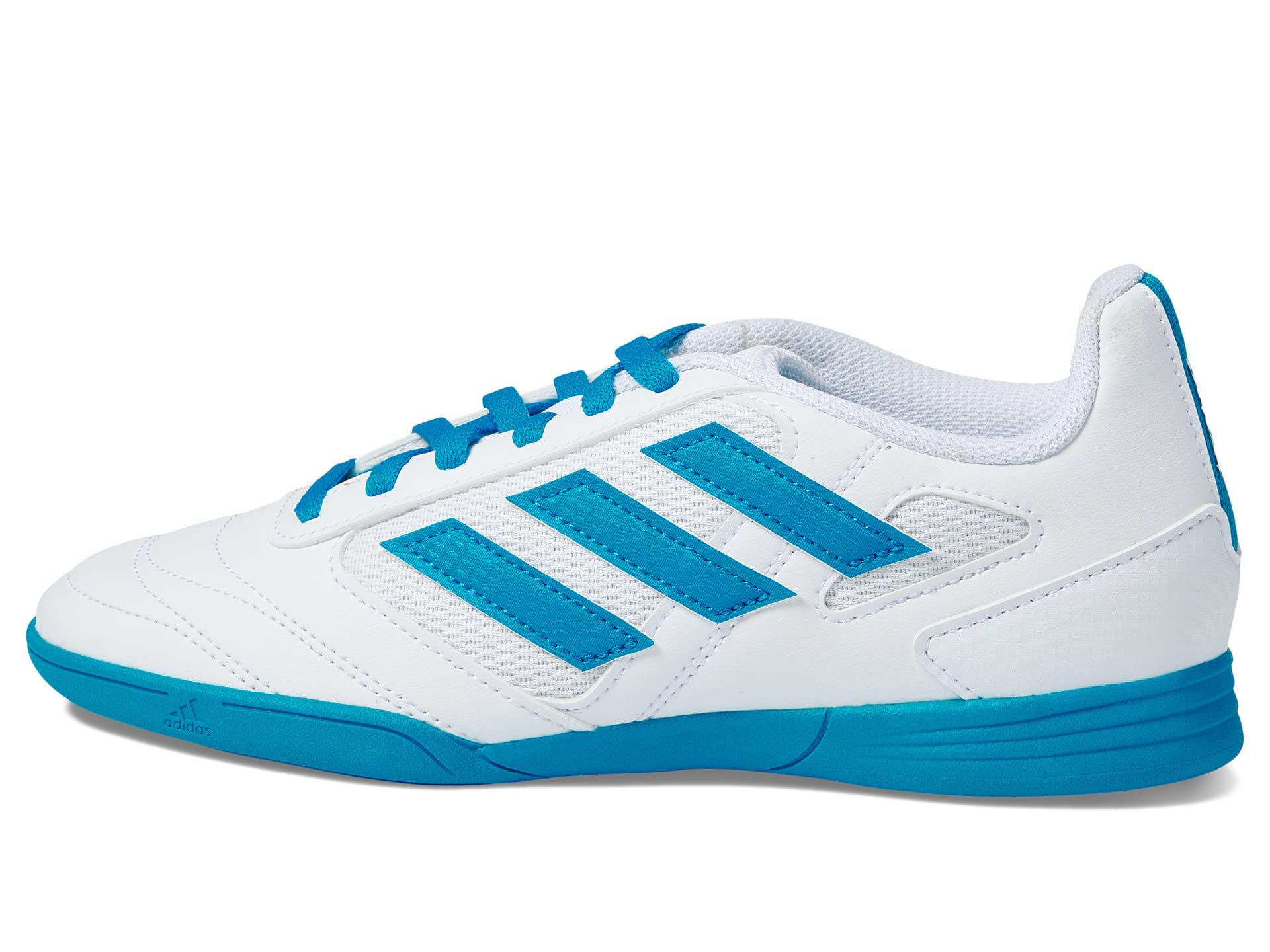 adidas Boy's Super Sala 2 Soccer Shoe, White/Solar Red/Team Royal Blue, 3.5 Little Kid