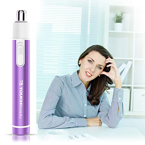 TOUCHBeauty Ear Nose Hair Trimmer for Women |Metal Cover, Safe Cutter System, Mini Pen-Sized, Battery Powered Violet Color 0656