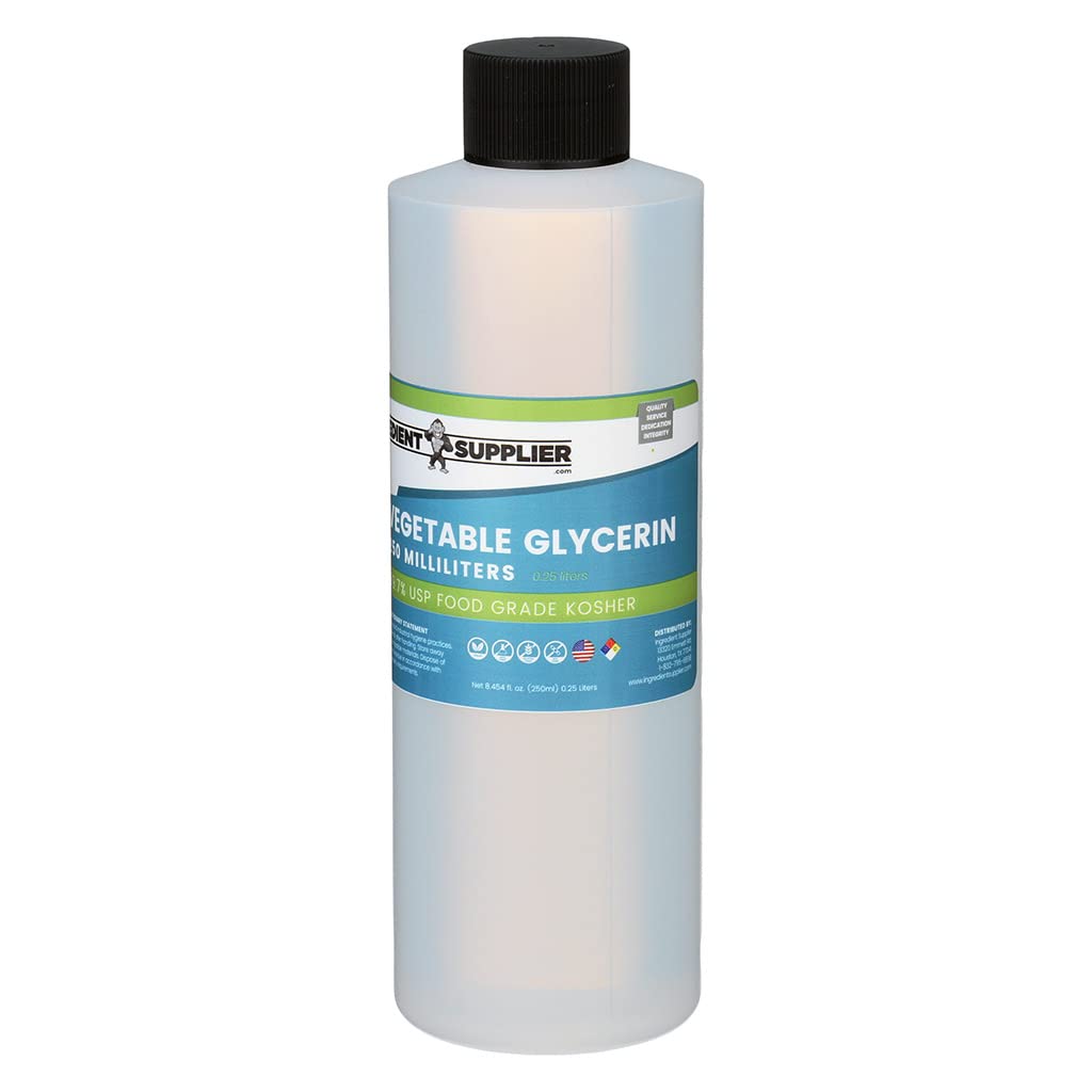Vegetable Glycerin - 250mL (8.45 oz.) - Pure USP Food and Pharmaceutical Grade - Non GMO - Vegan - Sustainable Palm Derived - Humectant, Crafts, DIY, Hypoallergenic Moisturizer, Extracts
