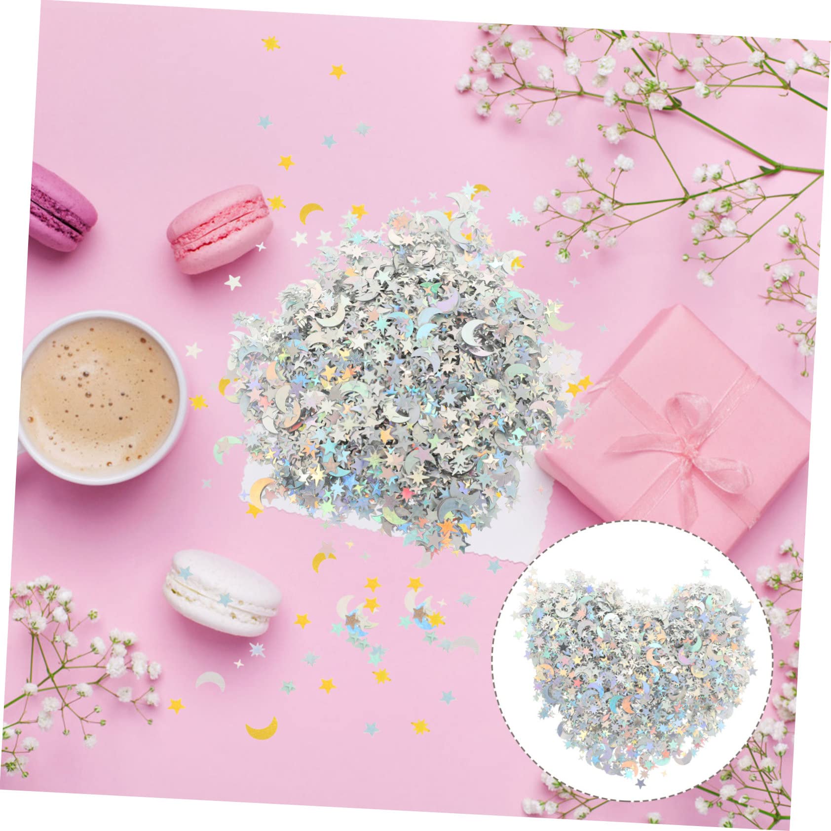 SEWACC 3pcs 1 Decorative Star and Moon Pieces Party Decorations Table Centerpieces Office Decor Anniversary Decoration Sequins Decorate Accessories Confetti Baby Balloon The Pet
