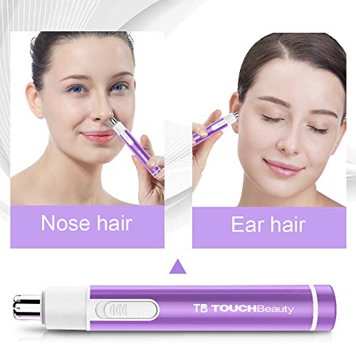 TOUCHBeauty Ear Nose Hair Trimmer for Women |Metal Cover, Safe Cutter System, Mini Pen-Sized, Battery Powered Violet Color 0656