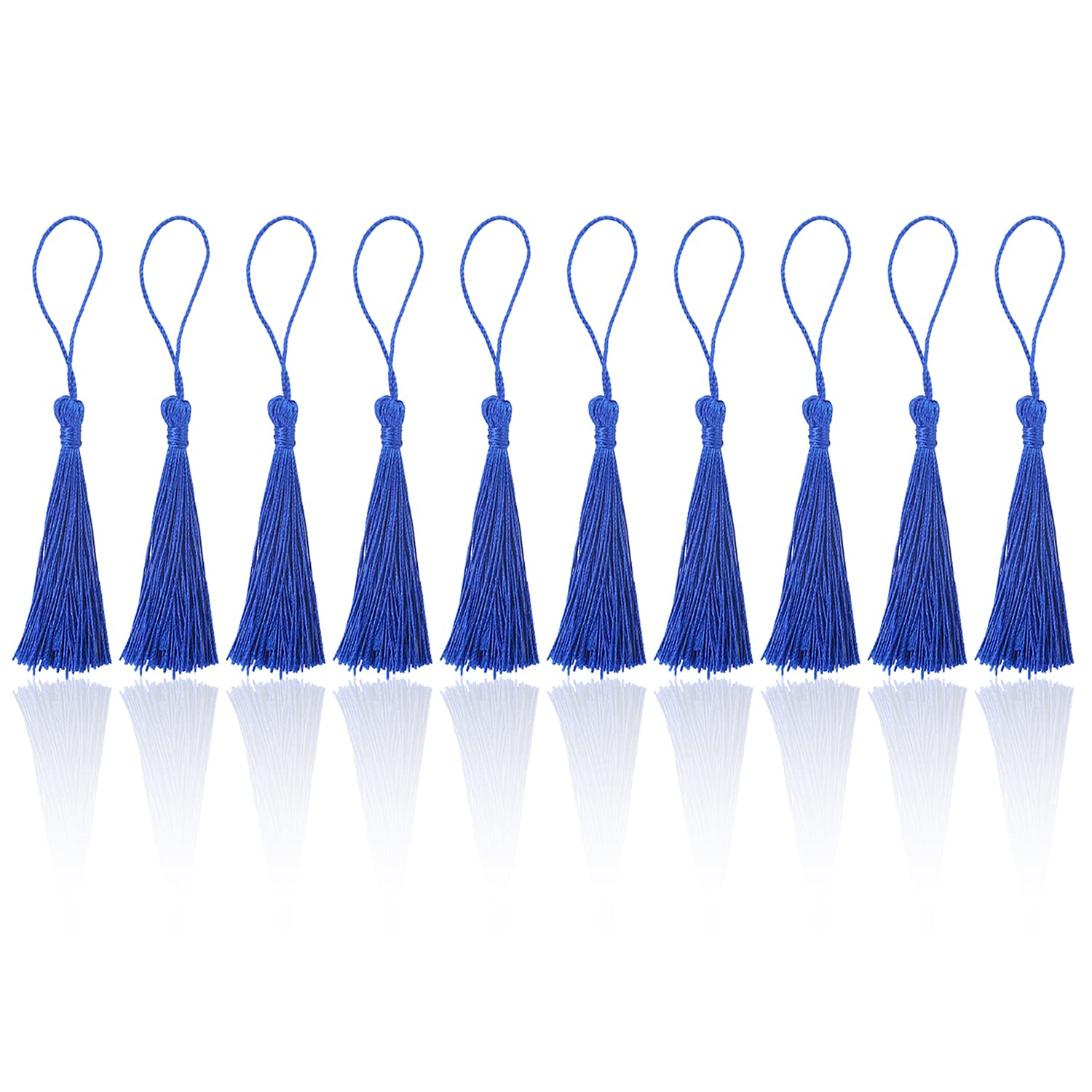 BOROLA 25 Pcs Handmade DIY Tassels 13cm/5 Inch Silky Soft Craft Mini Tassels for DIY Projects, Jewelry Making, Decoration, Bookmarks (Blue)