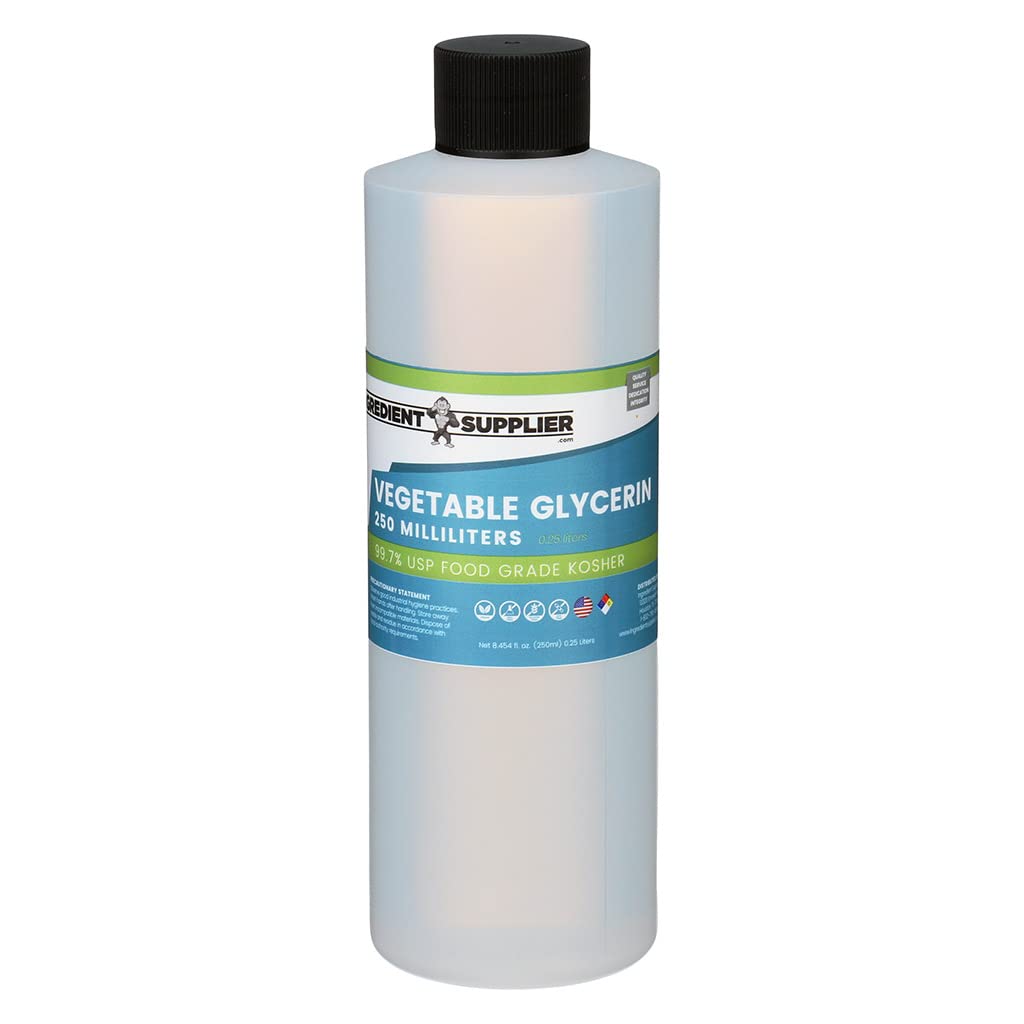 Vegetable Glycerin - 250mL (8.45 oz.) - Pure USP Food and Pharmaceutical Grade - Non GMO - Vegan - Sustainable Palm Derived - Humectant, Crafts, DIY, Hypoallergenic Moisturizer, Extracts