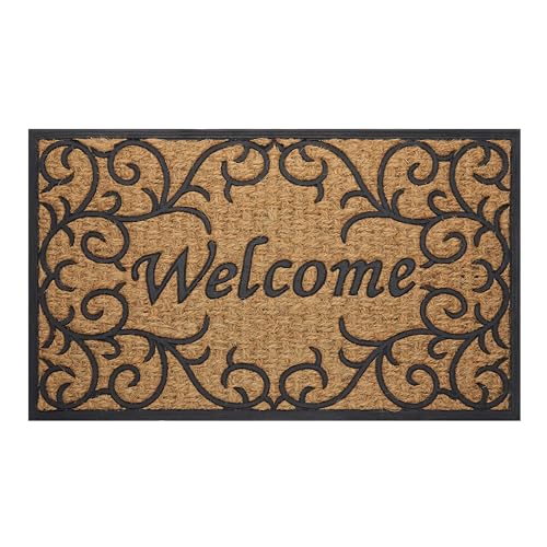 Front Door Mat for Outdoor Entrance - 18 Inch Length, 30 Inch Width (Vines) - Welcome Mat - Waterproof Doormat Rugs for Front Patio Entryway - Outdoors & Indoor Floor Mats by Achim Home Décor