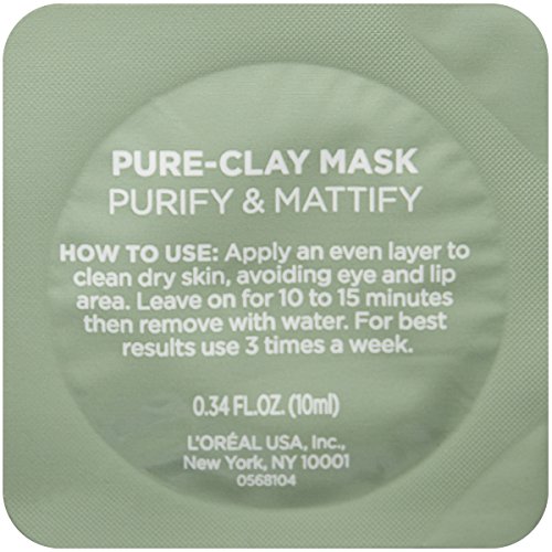 L'Oréal Paris Skincare Pure-Clay Face Mask Trial Size Set, Includes 3 Different Face Masks Made With Charcoal, Red Algae and Eucalyptus, Set
