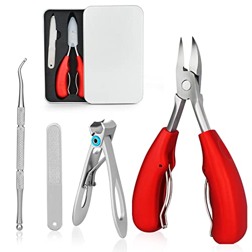 Toenail Clippers for Toenail Clippers for Thick Nails, Professional Nail Clippers for Thick & Ingrown Toenails,Stainless Steel Toenail Clipper Kits for Man & Seniors 4PCS