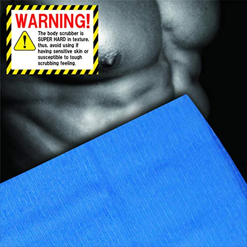 Extra Rough, Exfoliating Washcloth [Made in Japan] Exfoliating Towel Special Texture Makes Fluffy Foam Lather, Back Scrubber, Dead Skin Cell Remover [Loofah for Women and Men] (Blue)
