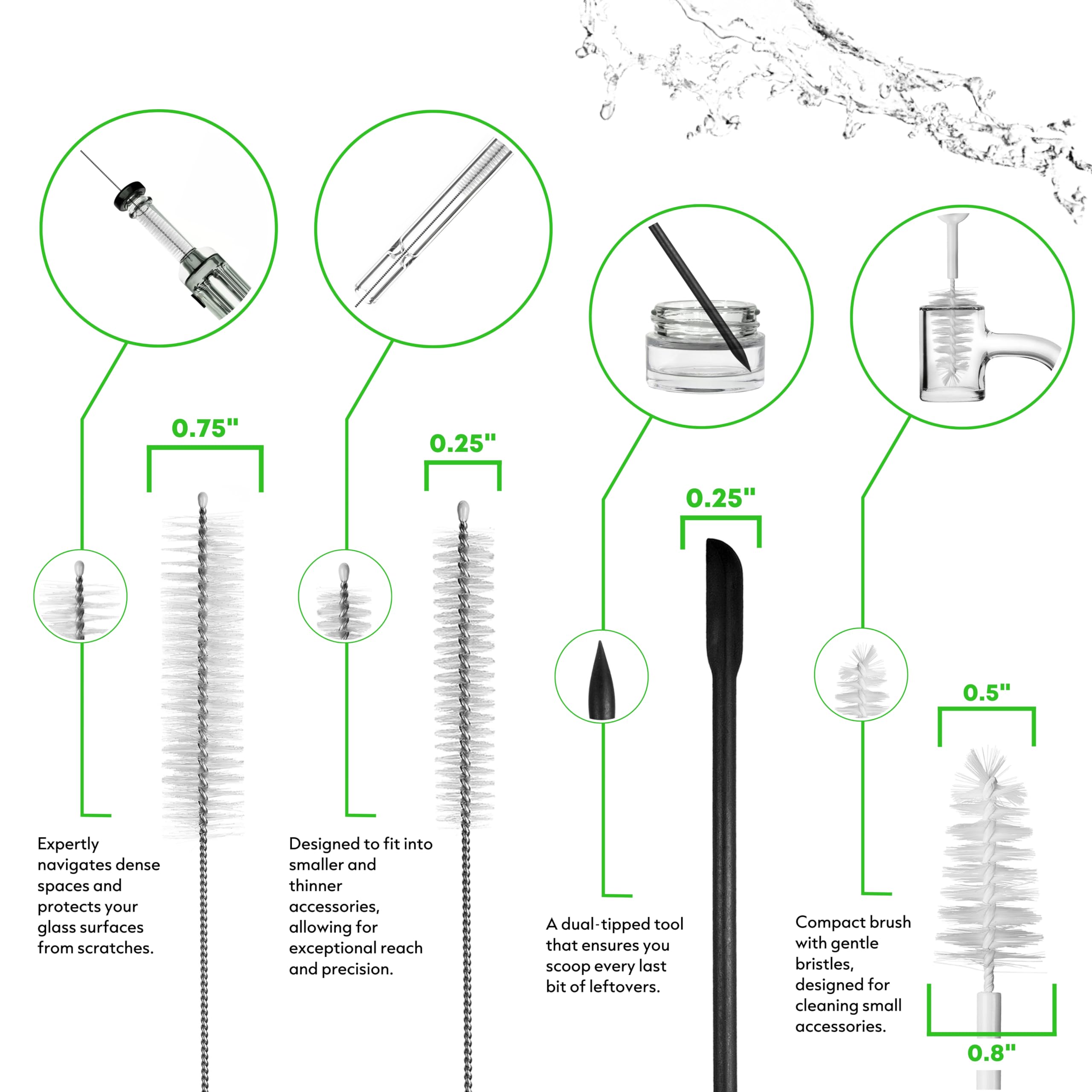 Pipe Perfect | Original (Mid-Sized) | 7pcs Multi-Purpose Brush Pack | Pipe Cleaner for Small Pipe and Tube Cleaning Brush Kit