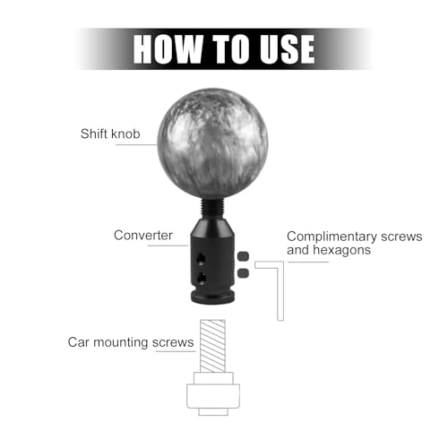 UGSHY 1 PC M12 x 1.25 Universal Shift Knob Adapter, Aluminum Alloy Transmission Gear Stick Shift Connector, for Non Threaded Shifters (Black)