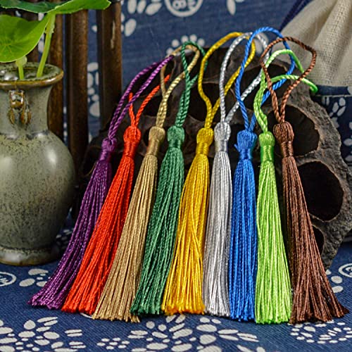 EKIND Silky Floss Tassels, 5-Inch Handmade Soft Craft Mini Tassels for Jewelry Making, Souvenirs, Bookmarks, DIY Crafts (25PCS, Purple)