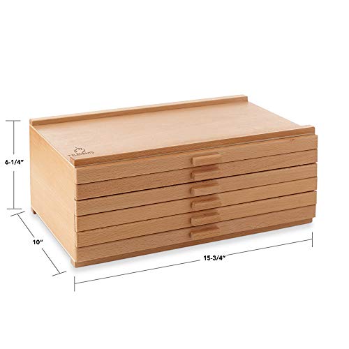 7 Elements 6 Drawer Wooden Artist Storage Supply Box for Pastels, Pencils, Pens, Markers, Brushes and Tools
