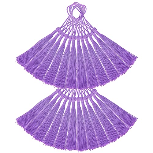 EKIND Silky Floss Tassels, 5-Inch Handmade Soft Craft Mini Tassels for Jewelry Making, Souvenirs, Bookmarks, DIY Crafts (25PCS, Purple)