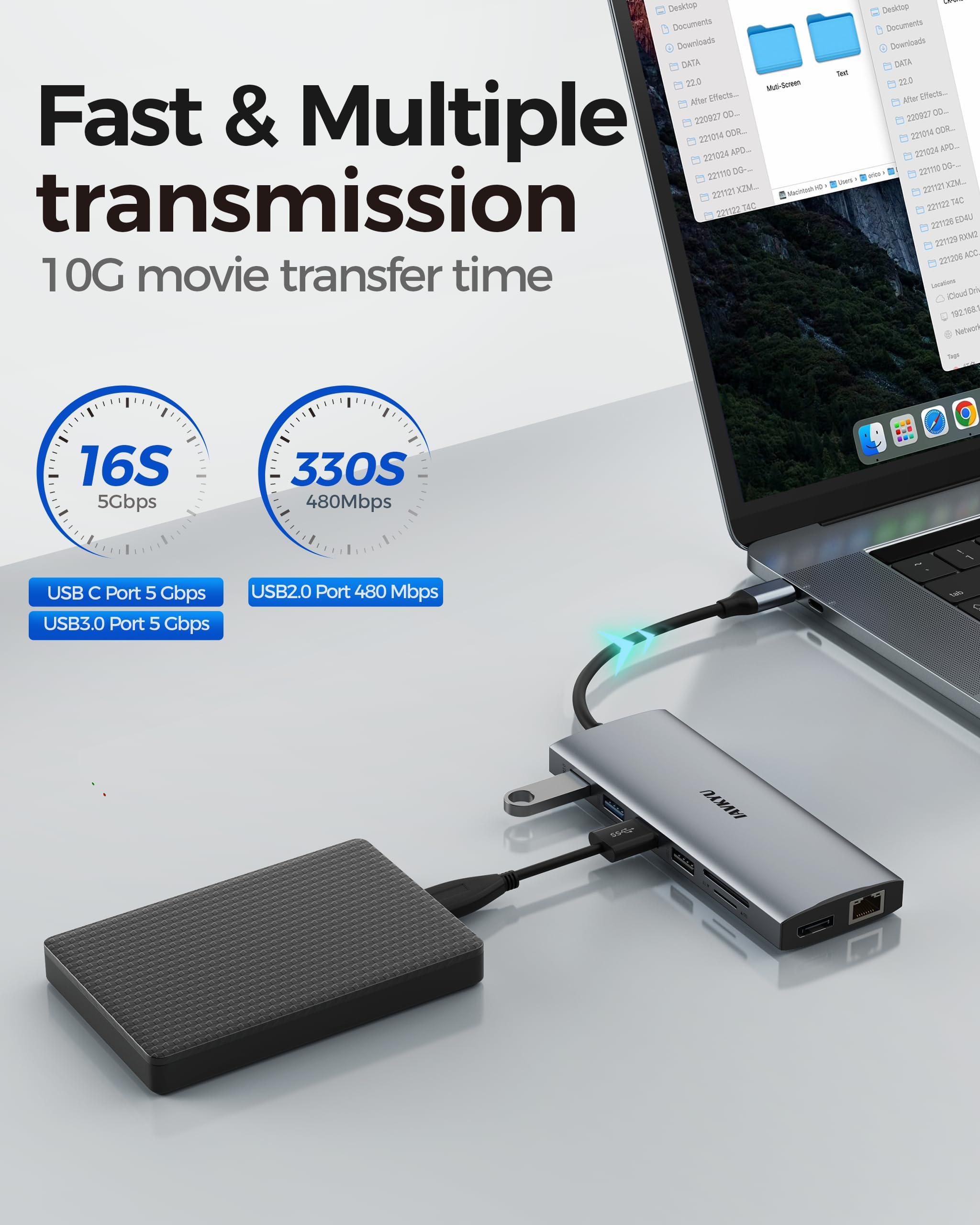 USB C Docking Station 3 Monitors 4K@60Hz, 14-in-1 Laptop Docking Station with 2 HDMI 4K@60Hz, DP 8K@30Hz/ 4K@144Hz, 3 USB 3.0, 2 USB 2.0, RJ45, Audio, PD 100W, USB-C HUB for Windows Laptop Accessories