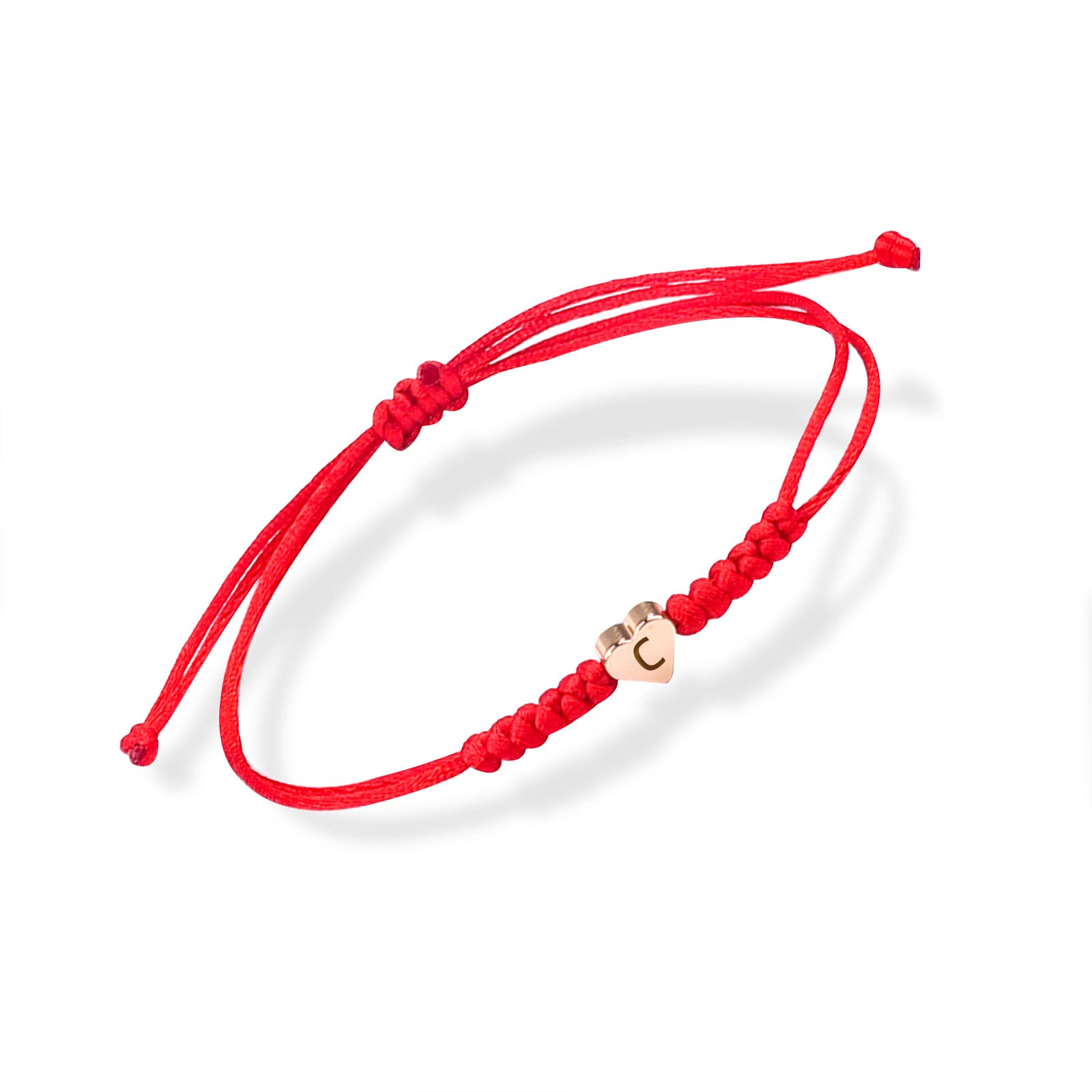Initial Bracelets for teen girls/boys, Initial C Letter Bracelets Charm Bracelets Handmade Bracelets for Valentines Day Mother's Day Birthday Graduation Gifts (Red, C)