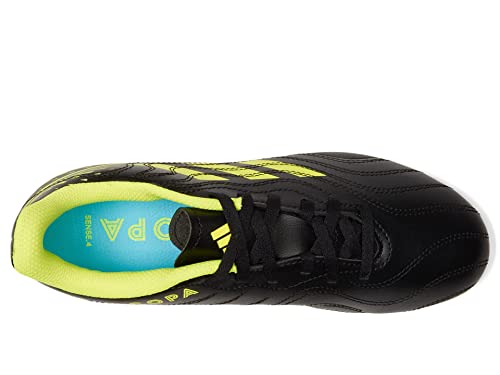 adidas Copa Sense.4 Flexible Ground Soccer Shoe, Black/Team Solar Yellow/Bright Cyan, 1 US Unisex Little Kid