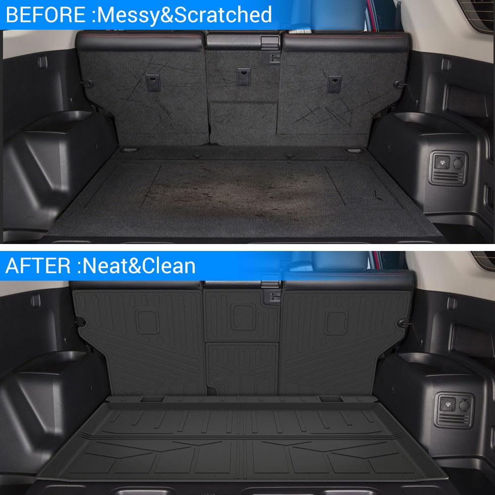 TIMUCI Cargo Mat for 2010-2024 Toyota 4Runner W/O 3rd Seat W/O Sliding Tray, Trunk Mat & Back Seat Cover Protector Set, All Weather TPE Cargo Liner 4 Runner Accessories (Backrest Mats+Cargo Liner)
