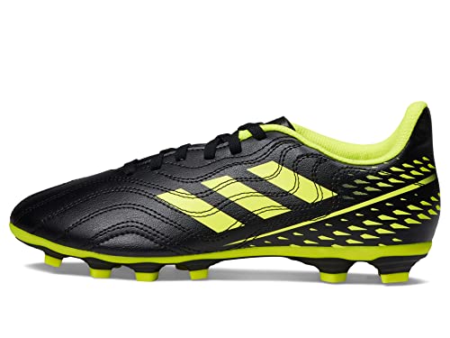 adidas Copa Sense.4 Flexible Ground Soccer Shoe, Black/Team Solar Yellow/Bright Cyan, 1 US Unisex Little Kid