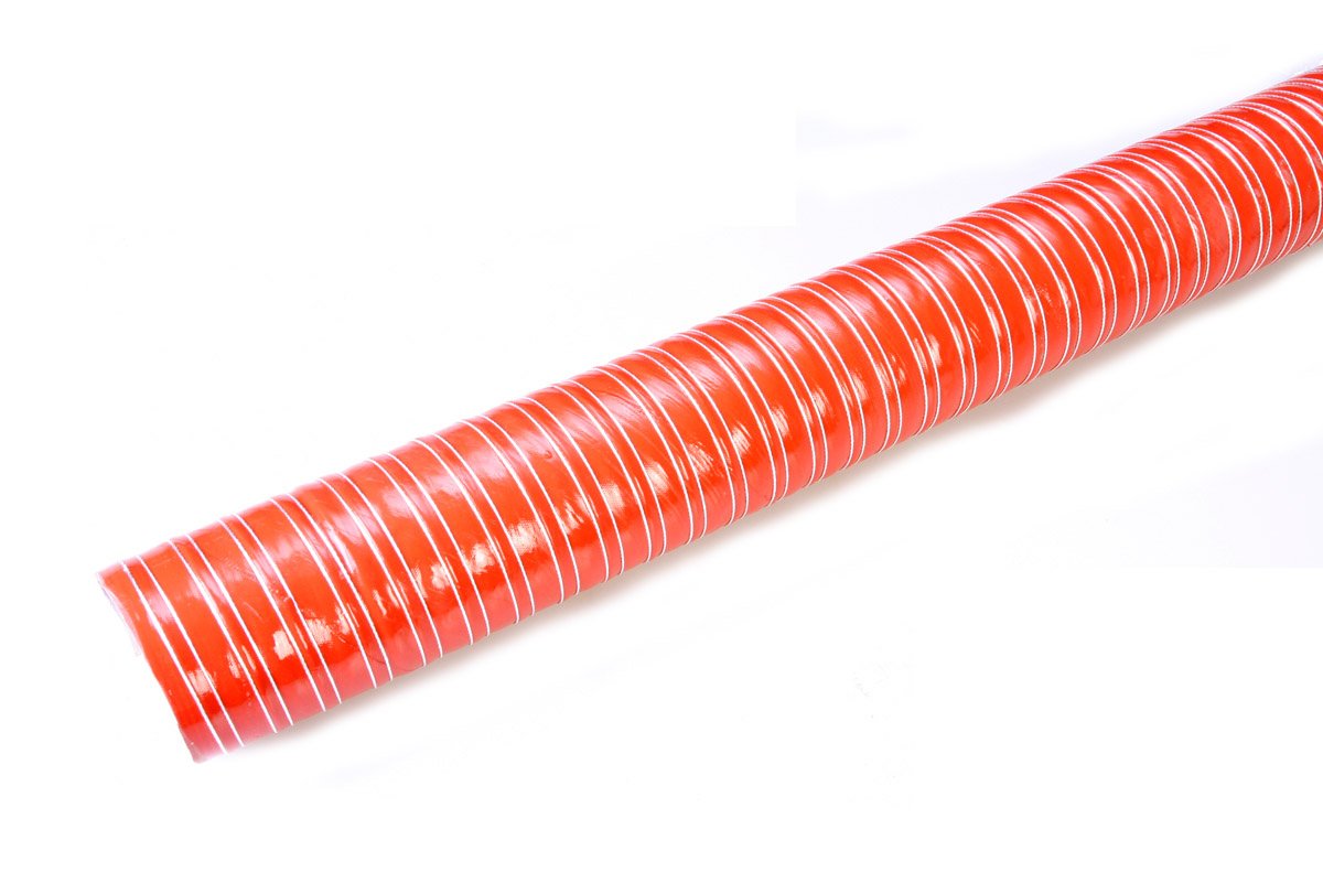 Autobahn88 Automotive SCAT Flex Duct (Silicone-Impregnated Fiberglass, Steel Wire Reinforced), Inner Diameter 51mm (2"), Length 3 Meter (10 Feet) (Red)