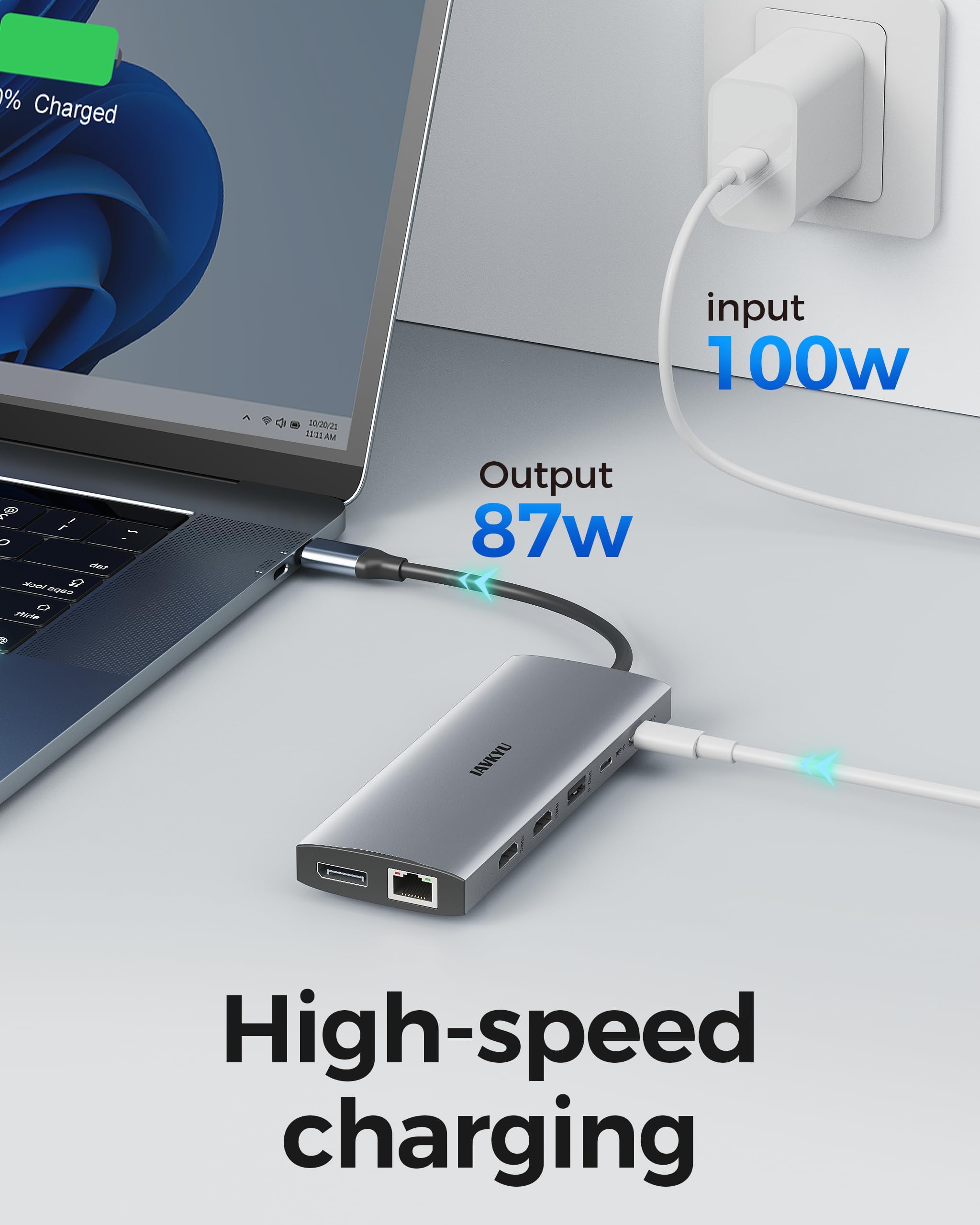 USB C Docking Station 3 Monitors 4K@60Hz, 14-in-1 Laptop Docking Station with 2 HDMI 4K@60Hz, DP 8K@30Hz/ 4K@144Hz, 3 USB 3.0, 2 USB 2.0, RJ45, Audio, PD 100W, USB-C HUB for Windows Laptop Accessories