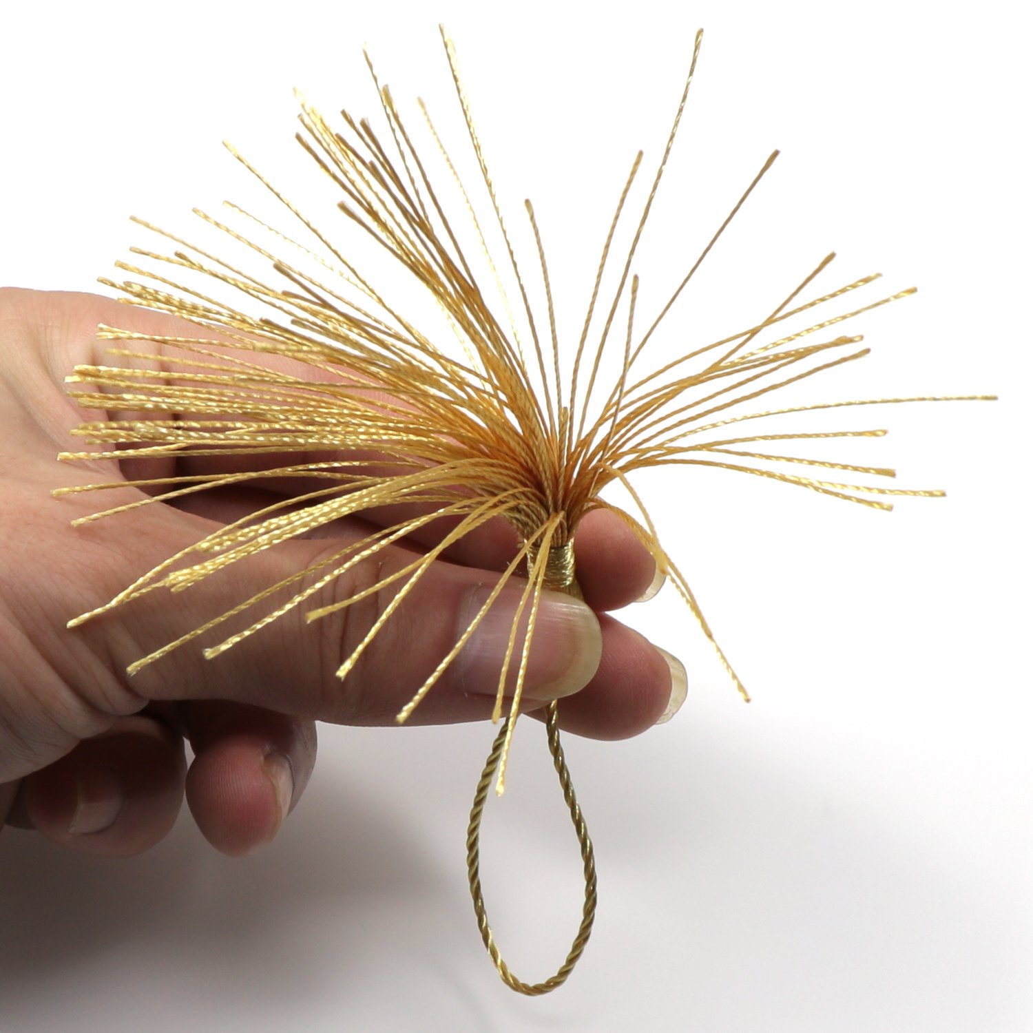 VAPKER 100 Pieces Light Gold 13cm/5-Inch Silky Handmade Soft Tassels Floss Bookmark Tassels with 2-Inch Cord Loop for Jewelry Making, DIY Projects, Bookmarks