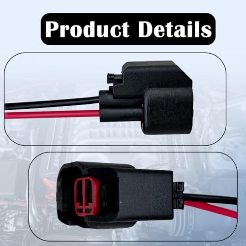 Crynod 1 PC EV6 EV14 Car Fuel Injector Connector with Cable, Durable Starter Pigtail Connector Harness Plug, Compatible EV6 EV1 EV14 The Model Of Automotive Accessories(Black)