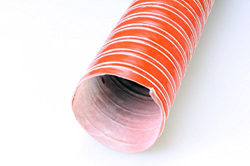 Autobahn88 Automotive SCAT Flex Duct (Silicone-Impregnated Fiberglass, Steel Wire Reinforced), Inner Diameter 51mm (2"), Length 3 Meter (10 Feet) (Red)