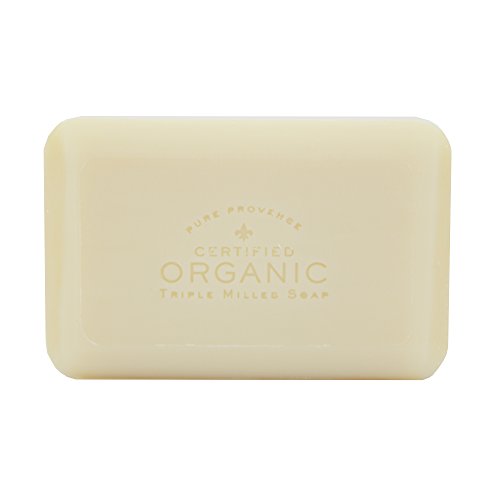 Pure Provence Natural and Organic Triple Milled French Lavender Soap | Organic Shea Butter | Luxury Full-Size Bars | 100% Vegetable Based | Relaxing | 5.3 oz (150g) Soaps (3 Bars)