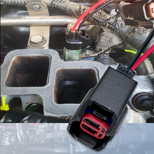 Crynod 1 PC EV6 EV14 Car Fuel Injector Connector with Cable, Durable Starter Pigtail Connector Harness Plug, Compatible EV6 EV1 EV14 The Model Of Automotive Accessories(Black)