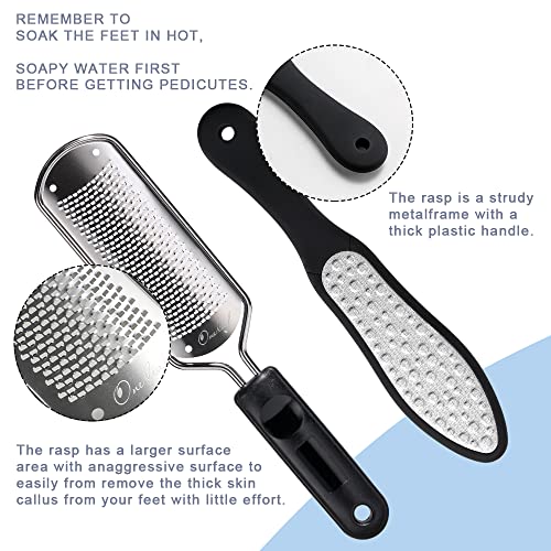Oneleaf 2PCS Professional Pedicure Rasp Foot File Cracked Skin Corns Callus Remover for Extra Smooth and Beauty Foot (Black) (Black)